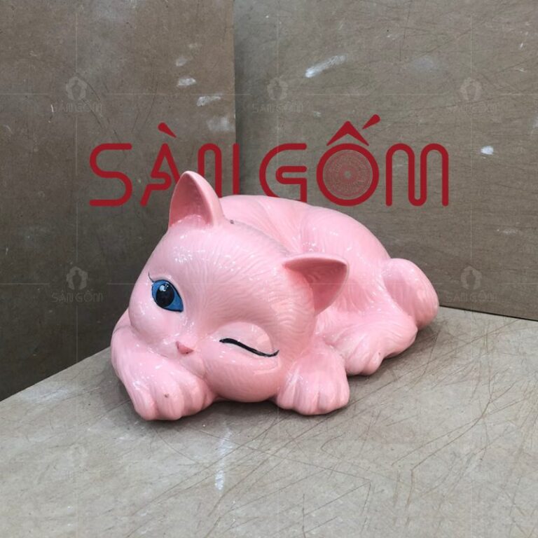 Ống tiết kiệm hình con mèo dáng nằm màu hồng SG-HĐ45