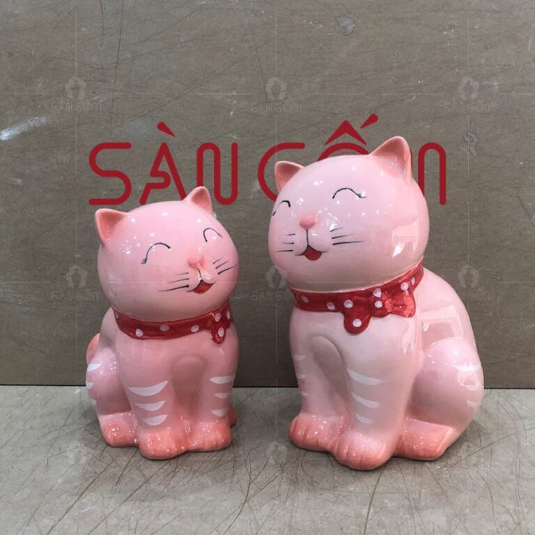 Ống tiết kiệm hình con mèo dáng ngồi màu trắng cam SG-HĐ55