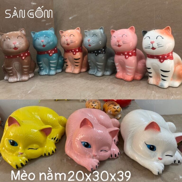 Ống tiết kiệm hình con mèo dáng ngồi màu hồng SG-HĐ54